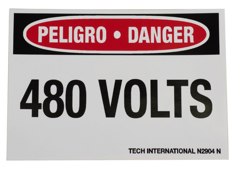 N2904N - DANGER 480 VOLT SFTY SIGN E/S - TECH Ecommerce
